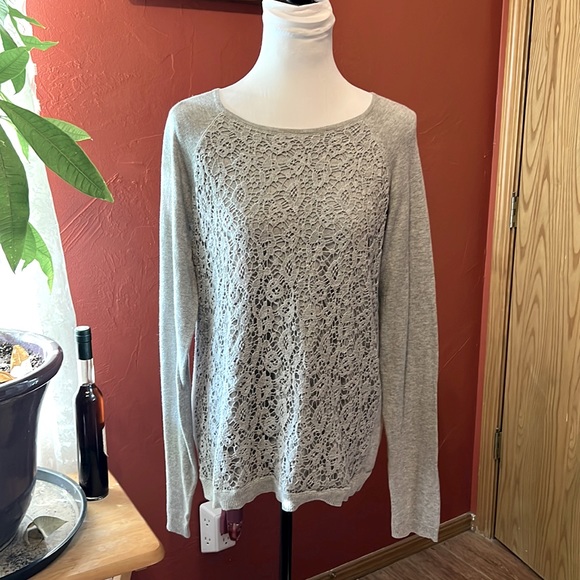 Elle | Sweaters | Elle Lace Front Sweater 69 | Poshmark